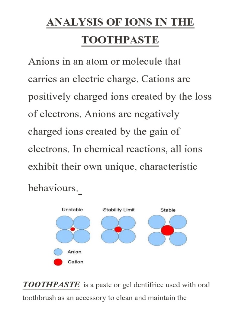 Analysis of Ions in The Toothpaste | PDF | Health Sciences | Chemical ...