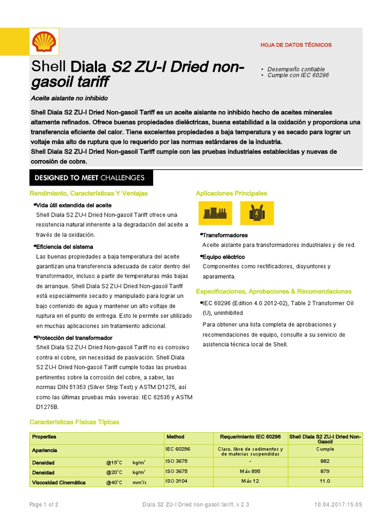 Diala S2 ZU-I Dried Non-Gasoil Tariff | PDF | Transformador | Petróleo