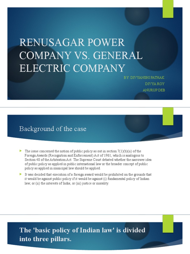 Renusagar Power Company Vs General Electric Company | PDF | Arbitration ...
