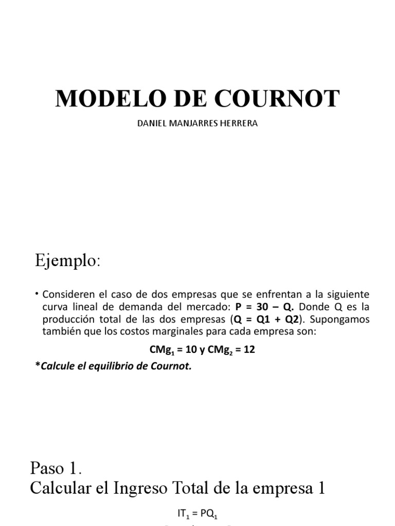 Modelo de Cournot | PDF | Métodos y materiales de enseñanza