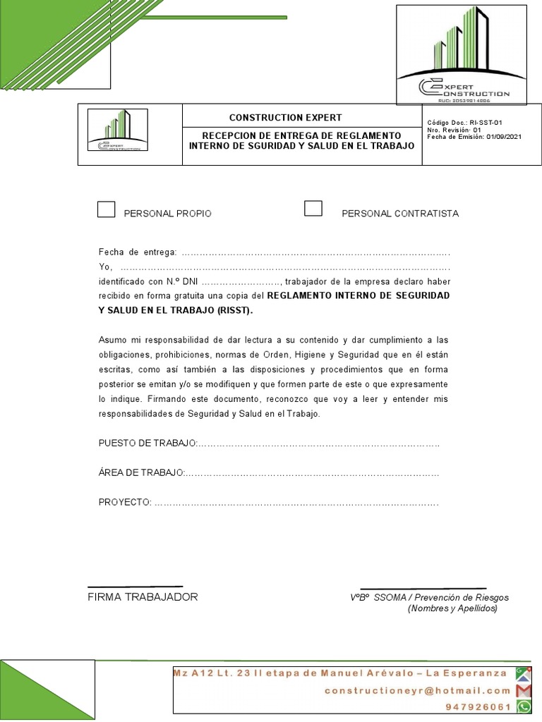 Constancia de Recepción Del RISST | PDF