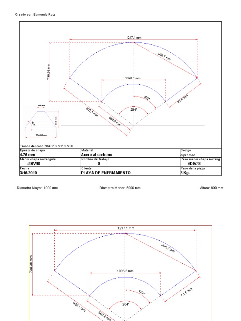 Molde y cálculo de cono truncado | PDF | Rieles | Materiales de ...
