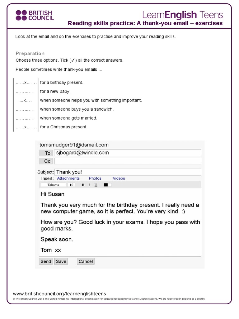 A Thank-You Email - Exercises 5 | PDF