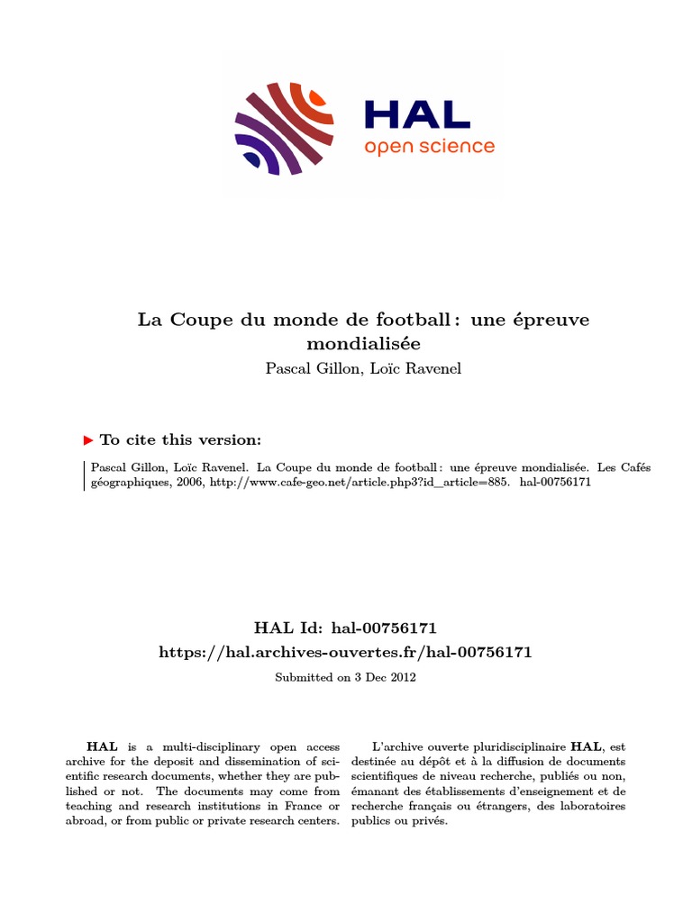 Mondialisation de la Coupe du Monde de Football | PDF | Football ...