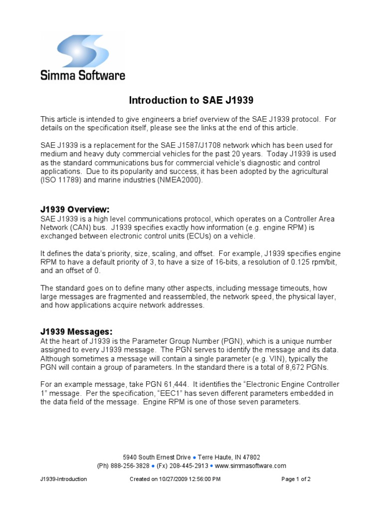 J1939 Introduction | PDF | Communications Protocols | Internet Protocols