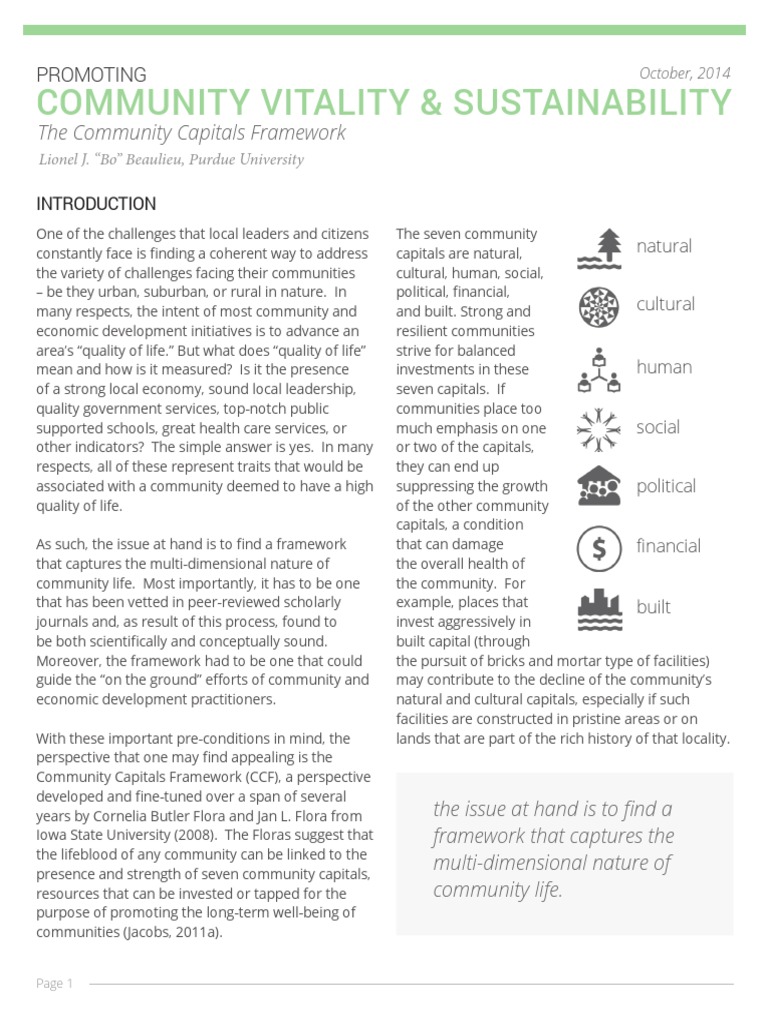 Community Capitals Framework Writeup Oct 2014 | PDF | Capital ...