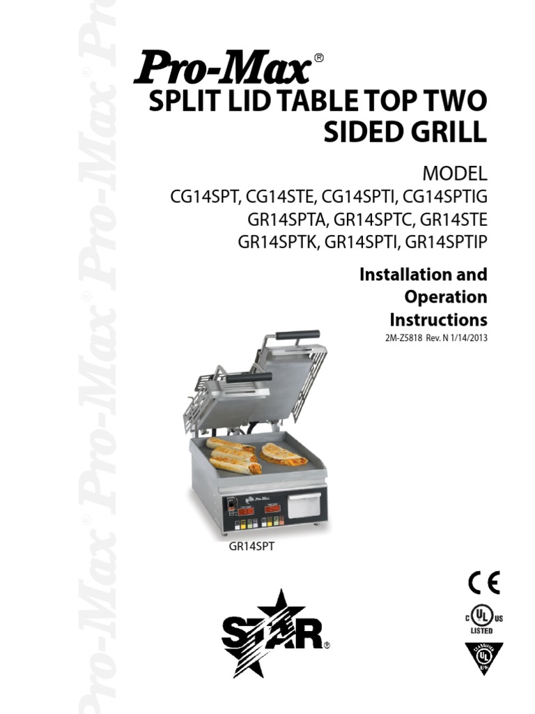Split Lid Table Top Two Sided Grill: Model | PDF | Grilling | Chromium