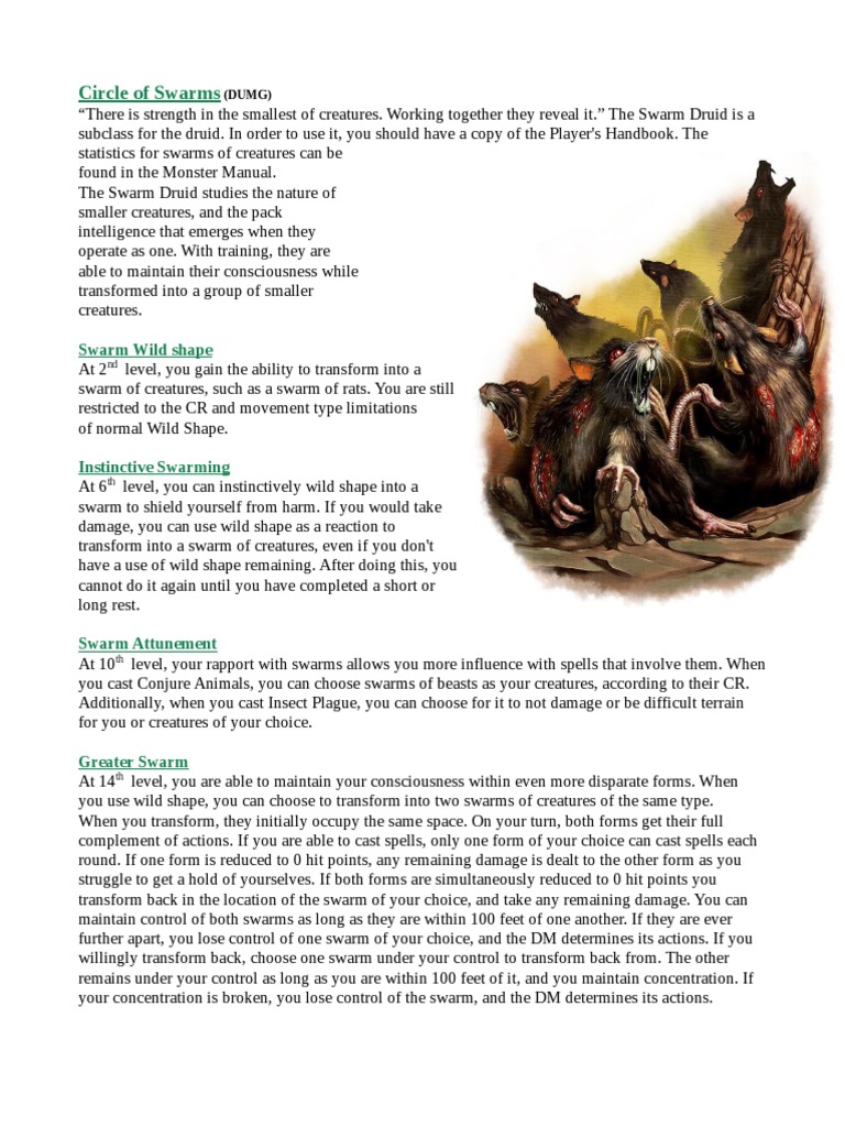 Circle of Swarms: Swarm Wild Shape | PDF | Self-Improvement