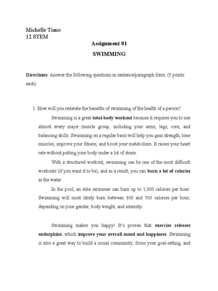 Assignment 01 Swimming | PDF