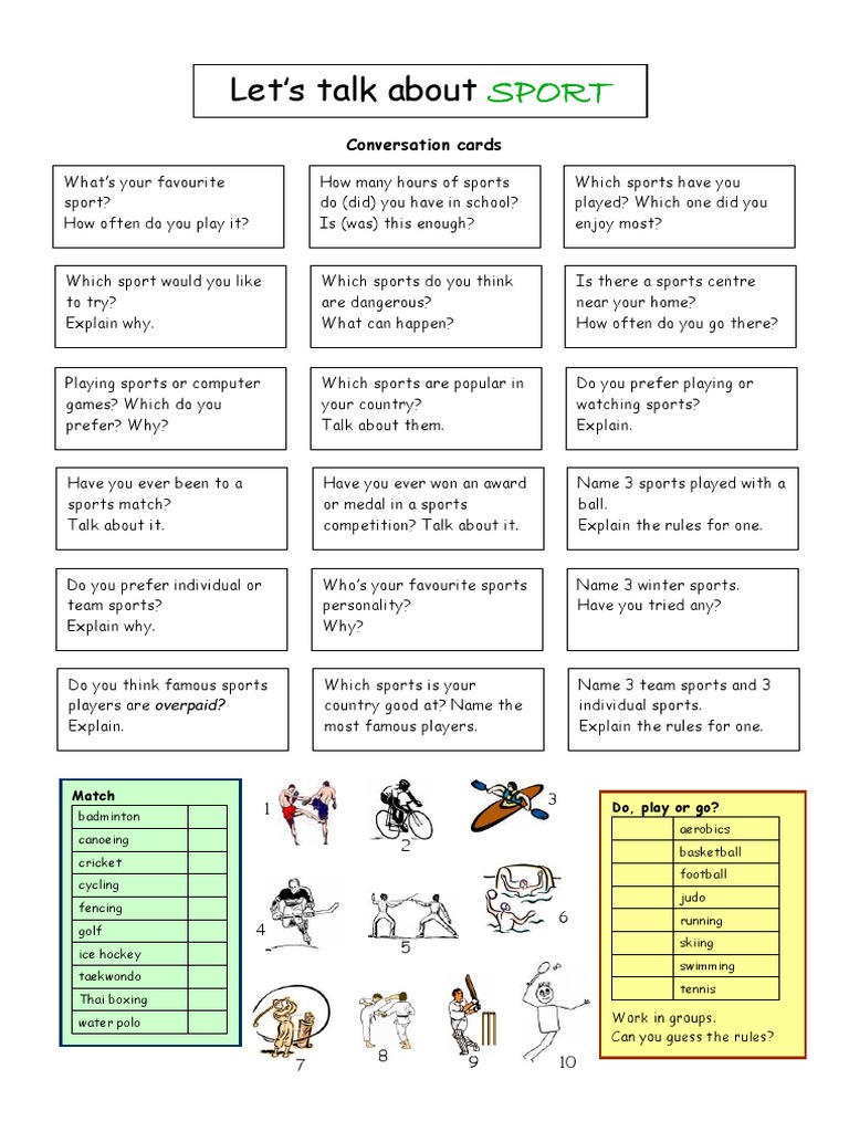 Sports Conversation Starters | PDF | Sports | Leisure Activities