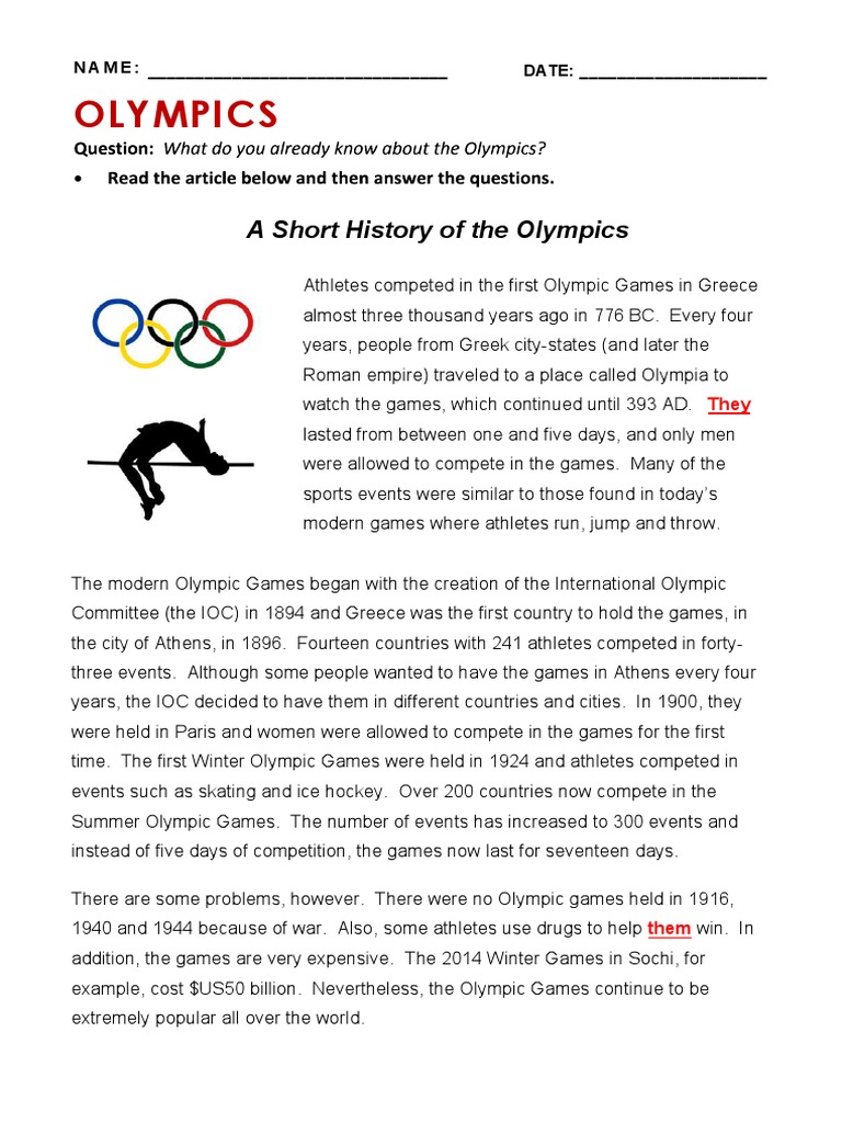 Unit 1.1 - Reading - Sport | PDF | Olympic Games | Winter Olympic Games
