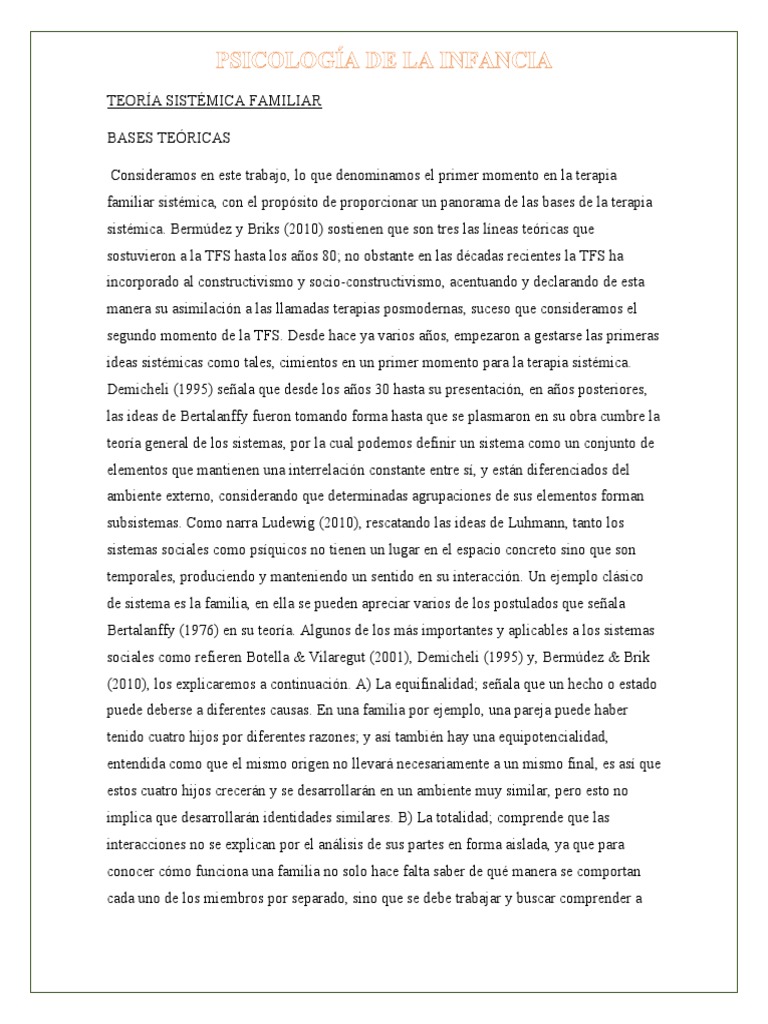 Teoría Sistémica Familiar Pdf Realimentación Sicología