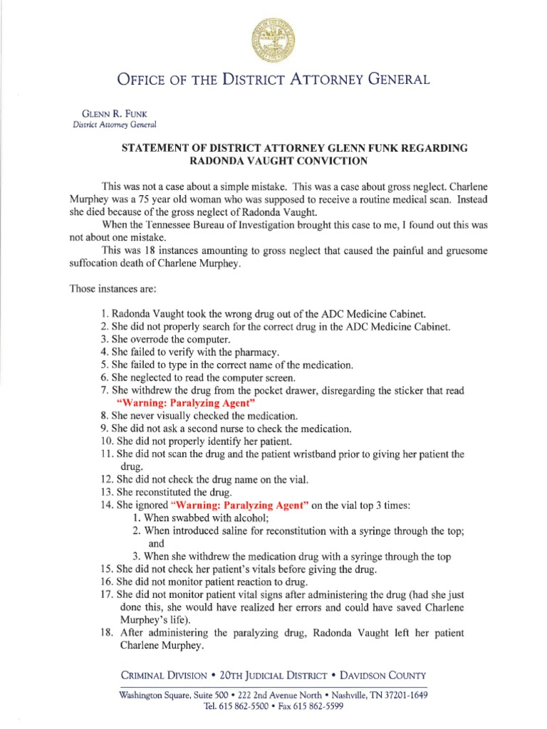 Statement From District Attorney Glenn Funk | PDF