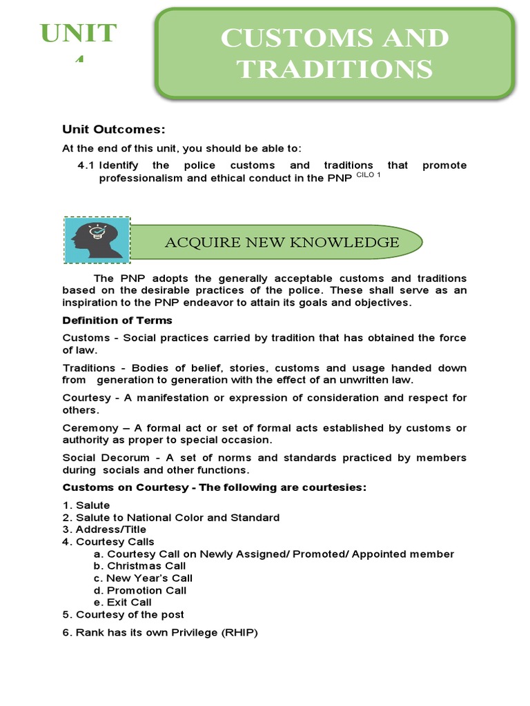 Unit 4: Customs and Traditions | PDF