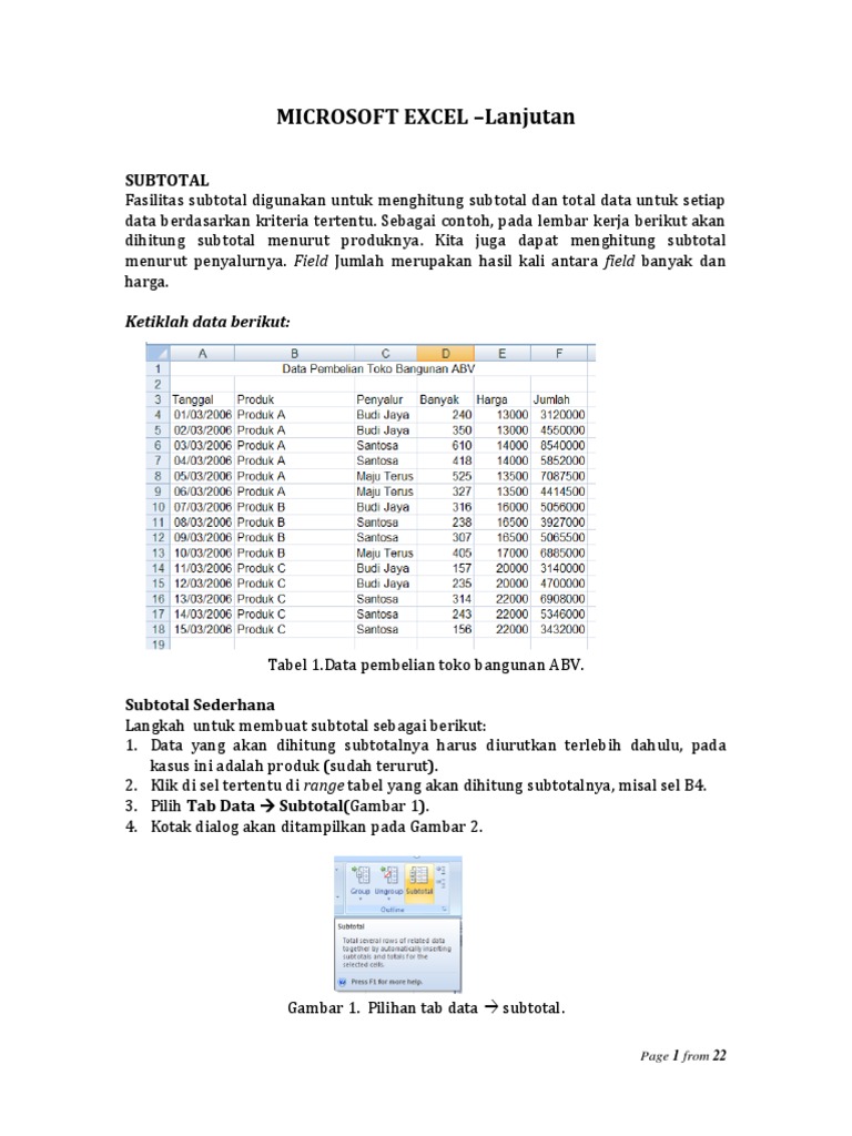 MICROSOFT EXCEL Lanjutan | PDF | Bisnis | Komputer