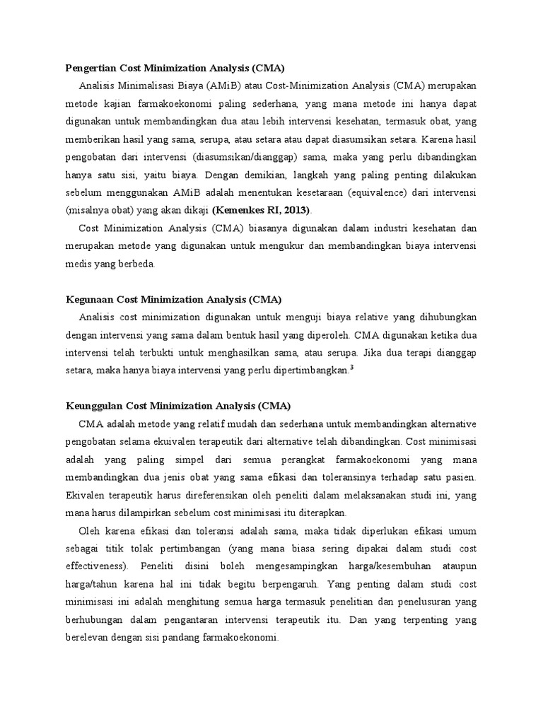 Cost Minimization Analysis | PDF