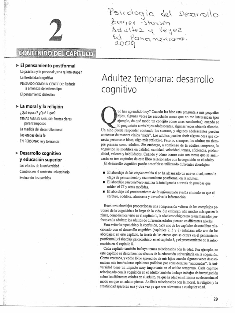 Adultez Temprana Desarrollo Cognitivo | PDF