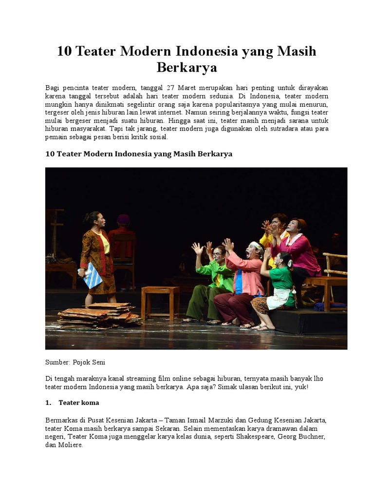 10 Teater Modern Indonesia Yang Masih Berkarya | PDF