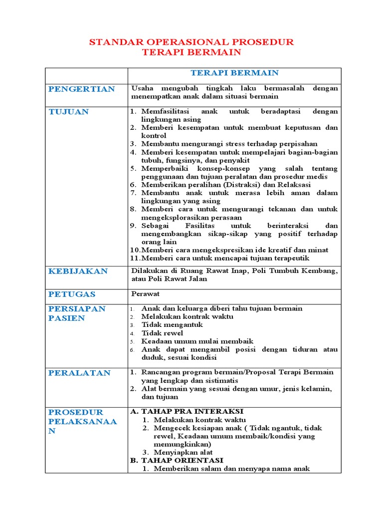 A. SOP & Proposal Terapi Bermain | PDF