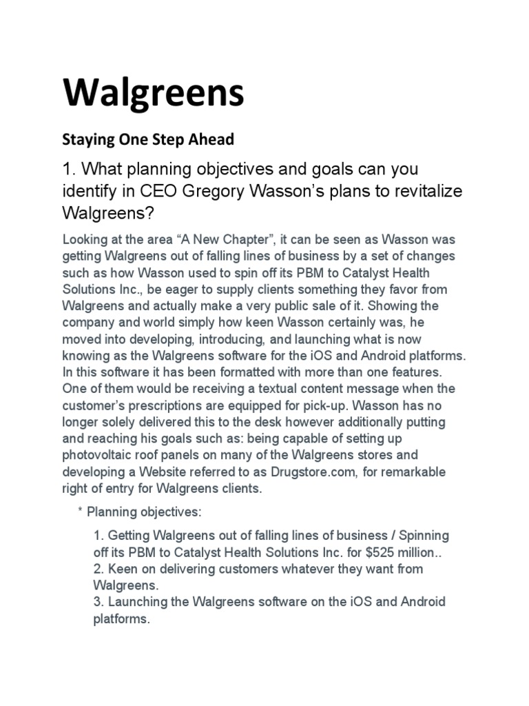 Walgreens: Staying One Step Ahead | PDF