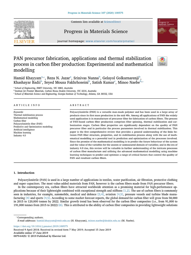 PAN Precursor Fabrication, Applications and Thermal Stabilization ...