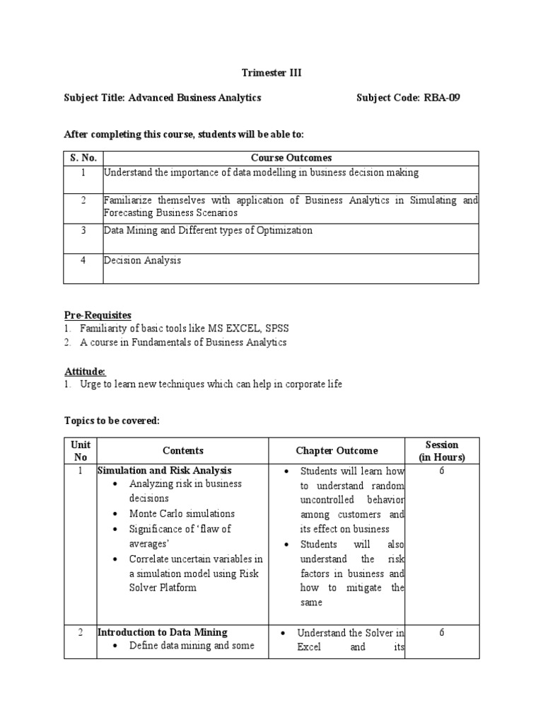 Advanced Business Analytics | PDF | Analytics | Business