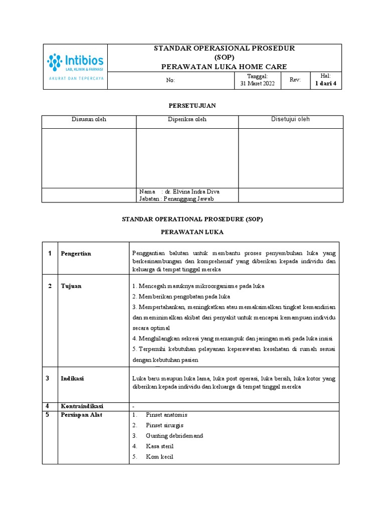 SOP Perawatan Luka Home Care | PDF