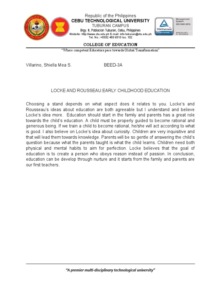 Lock and Rousseau Early Childhood | PDF