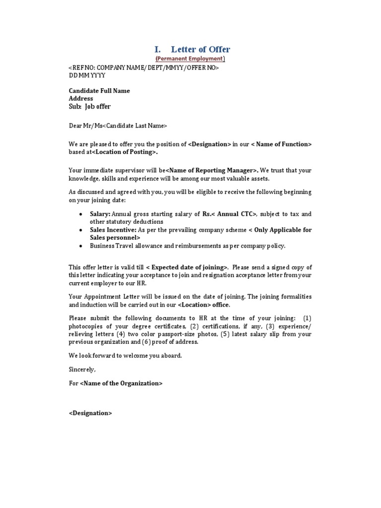 Sample Offer Letter My | PDF | Salary | Employment
