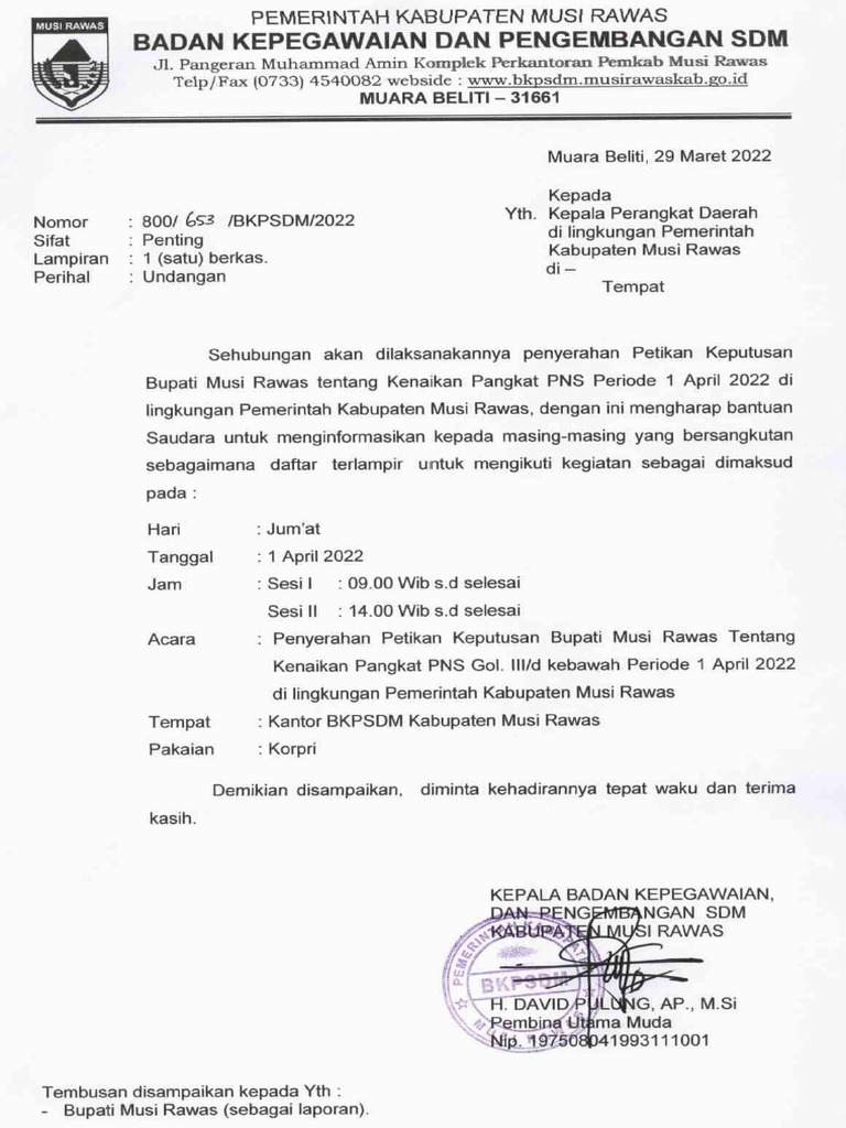 Undangan Pembagian Petikan SK KP | PDF