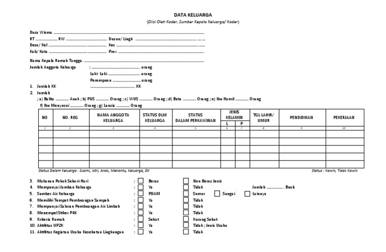 BLANGKO Dasawisma | PDF