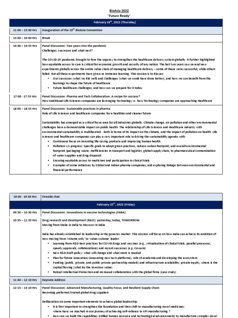 BioAsia 2022 Programme Themes | PDF | Sustainability | Supply Chain