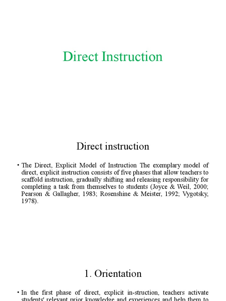 Direct Explicit Instruction Overview | PDF | Concept | Behavior ...