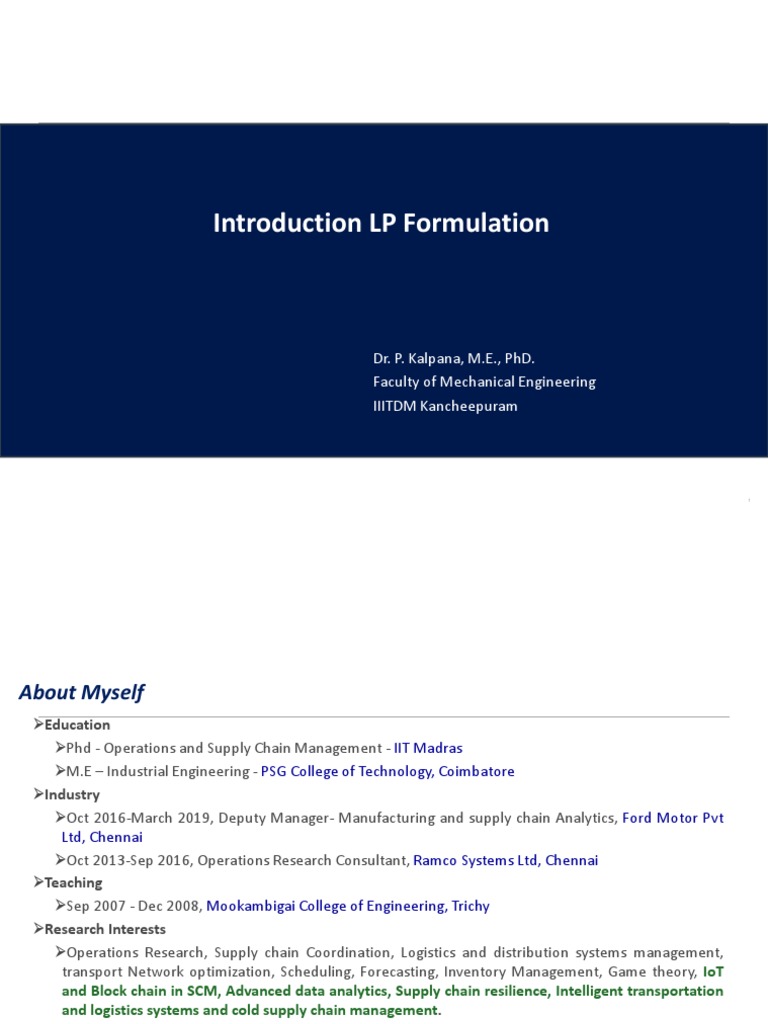 LPP Formulation | PDF | Mathematical Optimization | Linear Programming