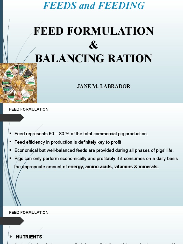FEEDS and FEEDING - FEED FORMULATION | PDF | Nutrients | Linear Programming