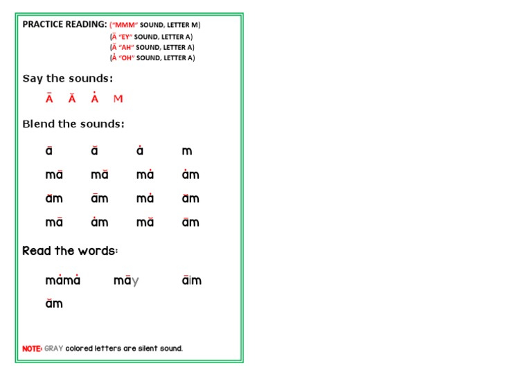 A, M Sounds Practice Reading | PDF