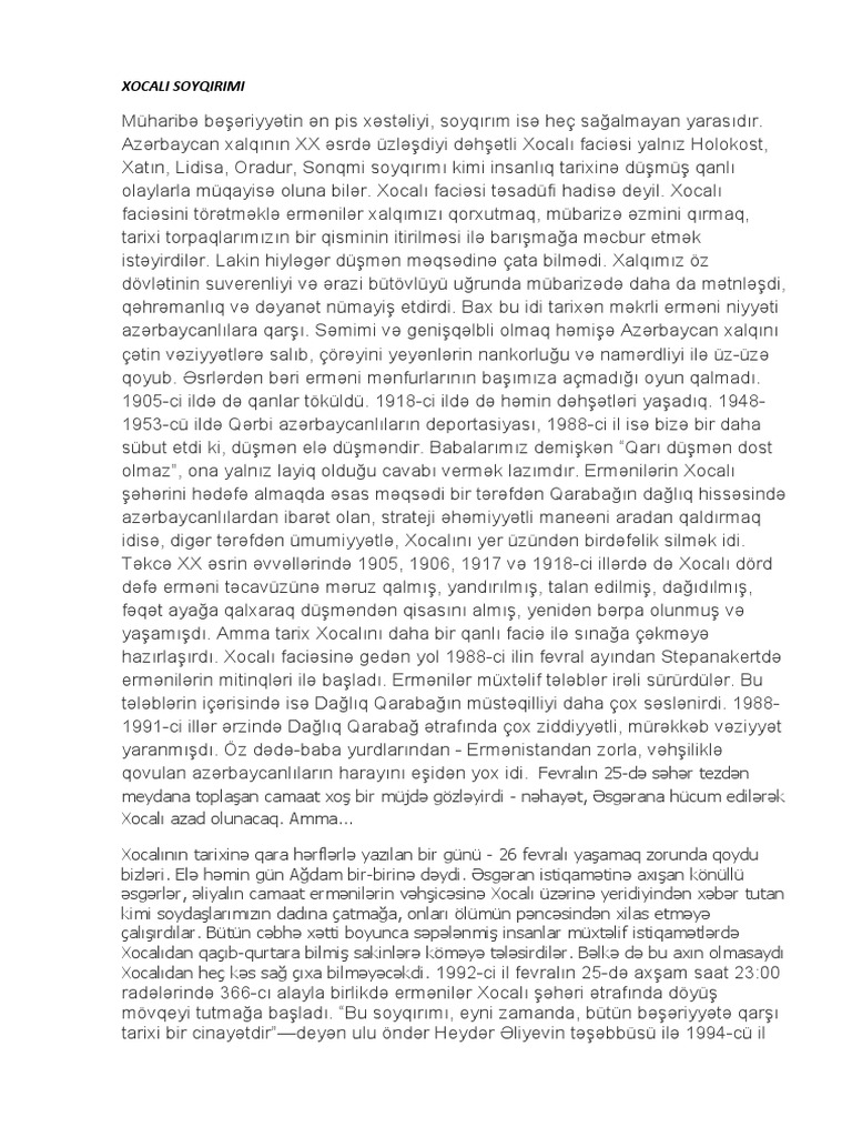 Xocali Soyqirimi | PDF