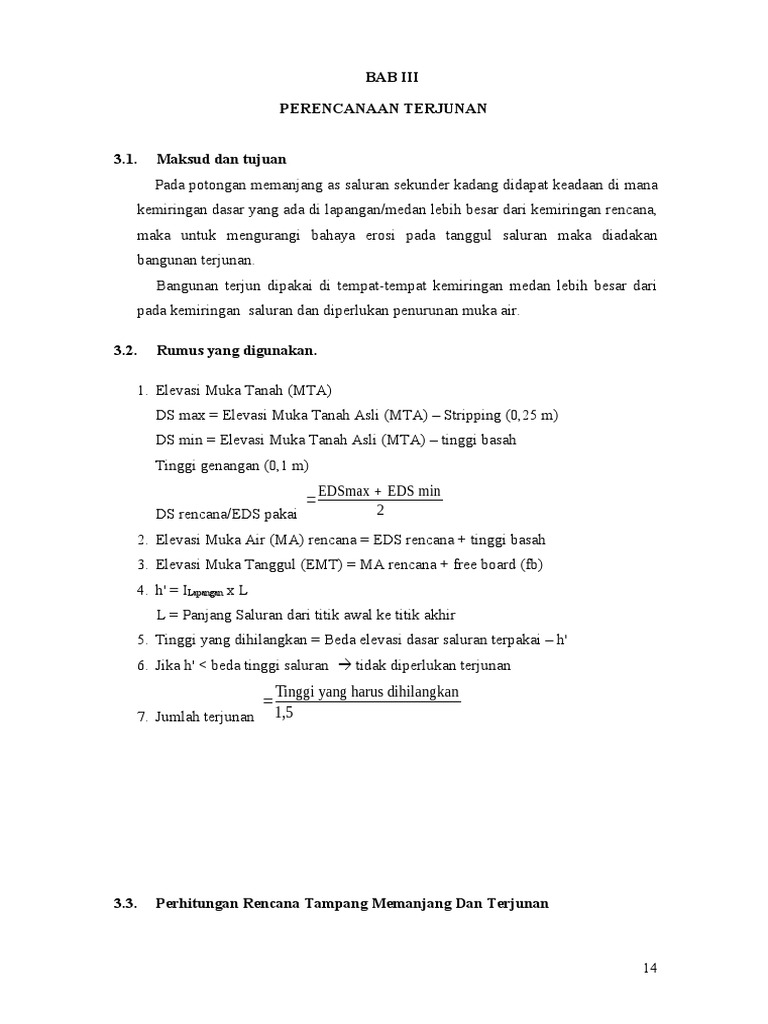 Rencana Terjunan Saluran Primer dan Sekunder | PDF | Metode & Bahan Ajar