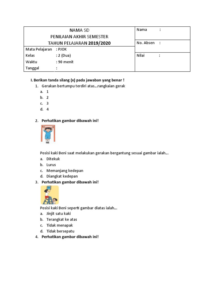 Soal2 Pas Pjok Kls 2 S-2 | PDF