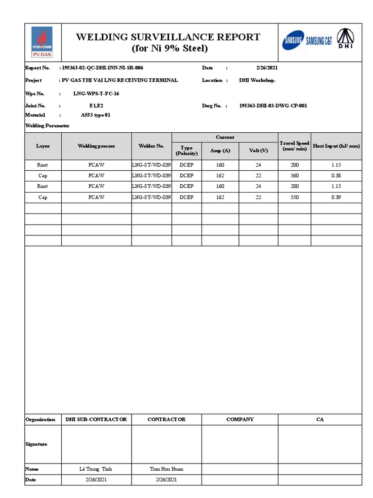 Welding Surveillance Report | Download Free PDF | Construction | Welding