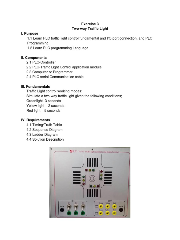 Exercise 3 Two-Way Traffic Light | PDF | Relay | Programmable Logic ...