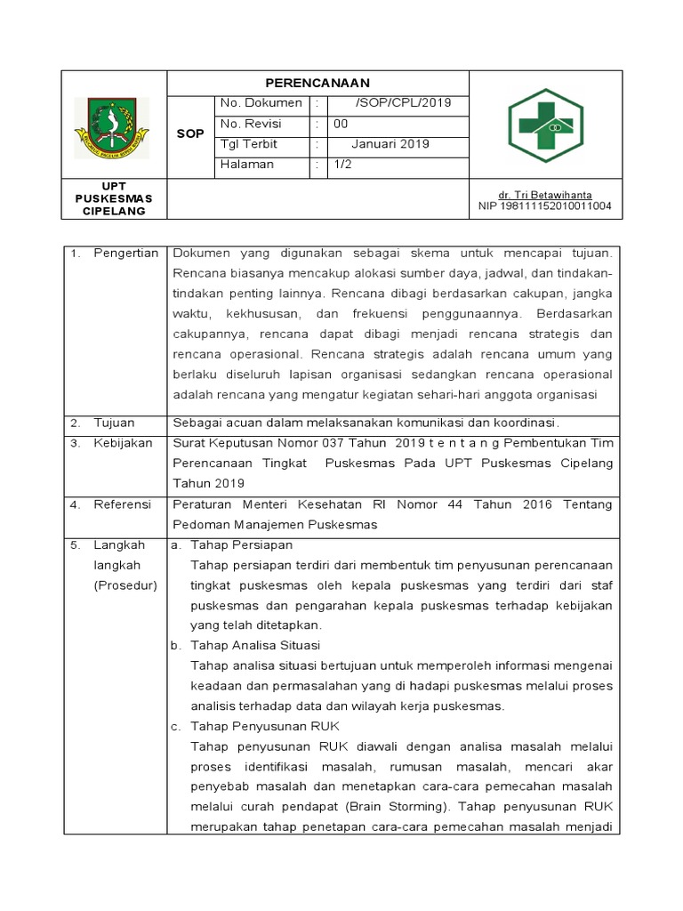 Sop Perencanaan | PDF