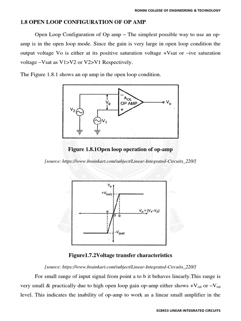 1.8 Open Loop Configuration of Op Amp: Rohini College of Engineering ...