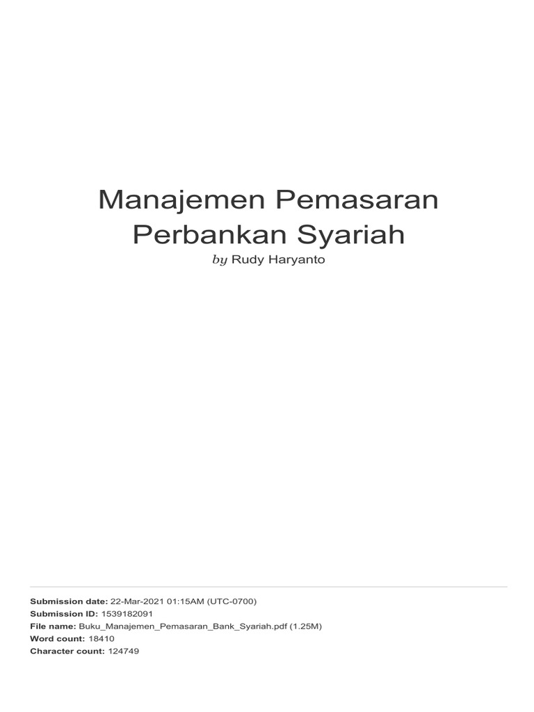 Buku Menejemen Pemasaran Bank Syariah (Rudy Hartanto) | PDF