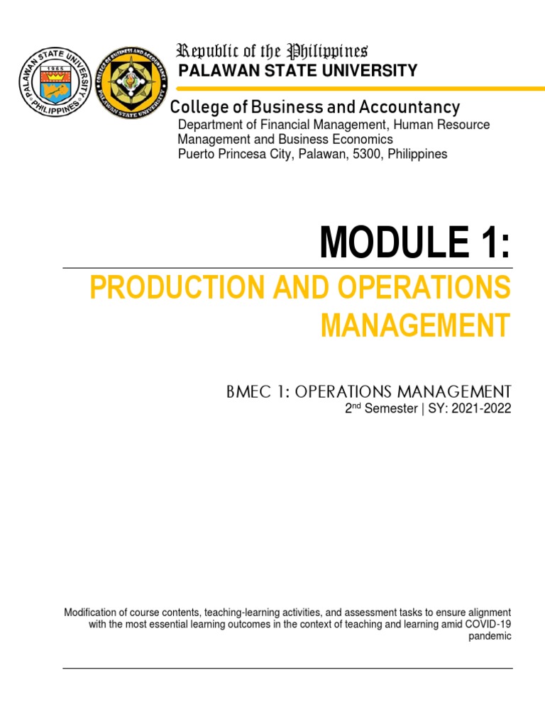 Module 1 (Production and Operations Management) | PDF | Operations ...