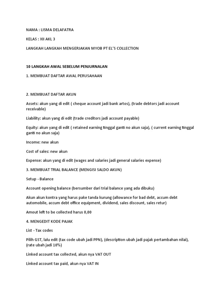 10 Langkah Awal Myob | PDF