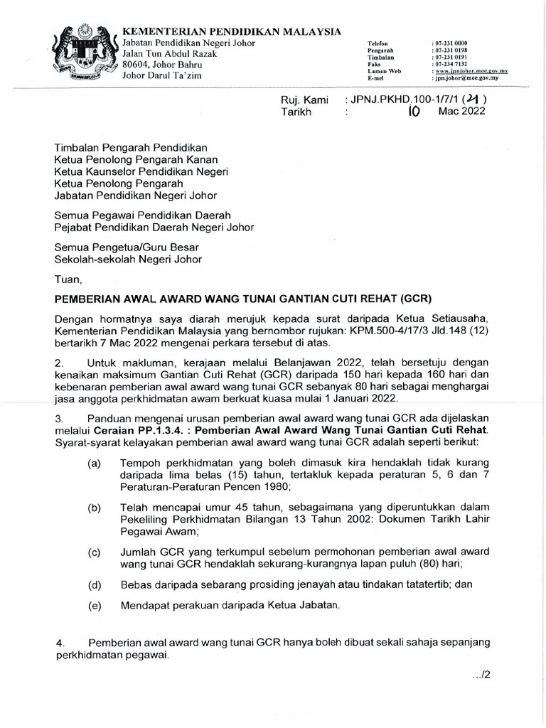 Surat Siaran Pemberian Awal GCR 2-10032022161836 | PDF