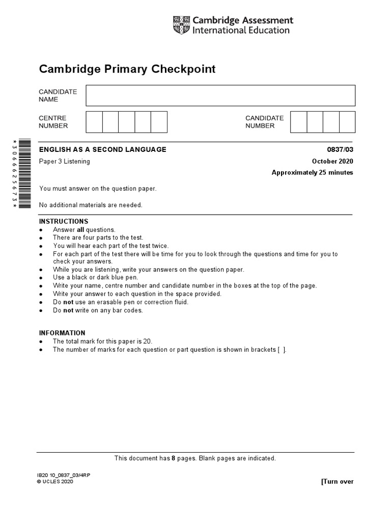 ESL October 2020 Paper 3 Question | PDF | English As A Second Or ...