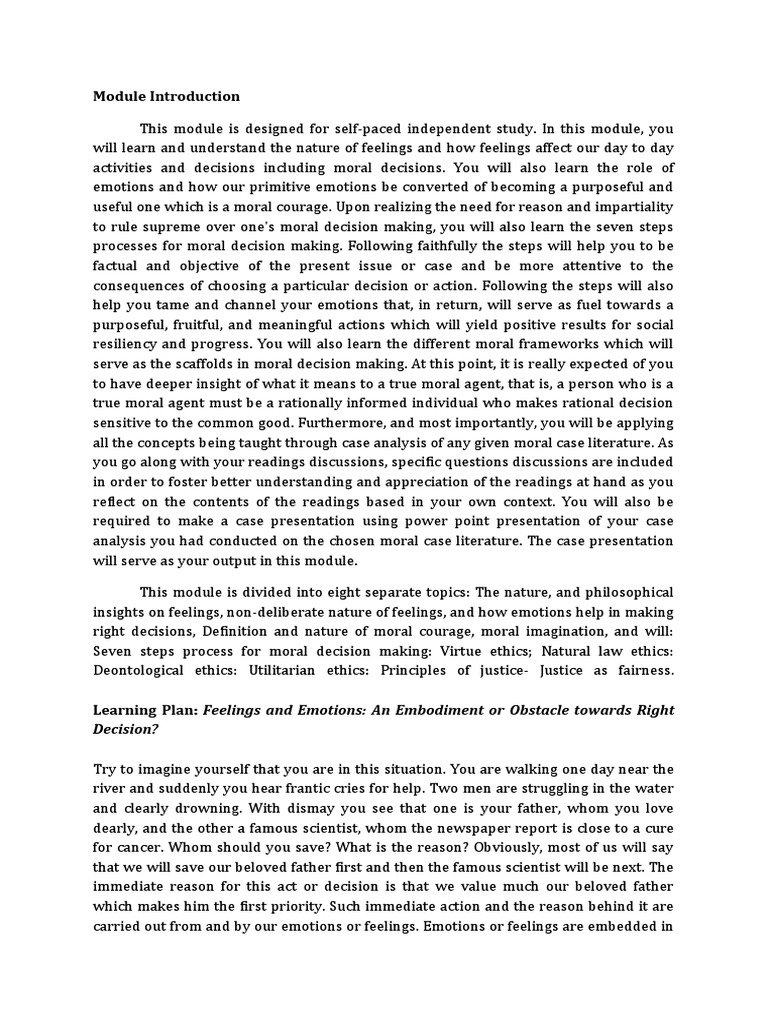 Final Term Module 1 | PDF | Emotions | Morality