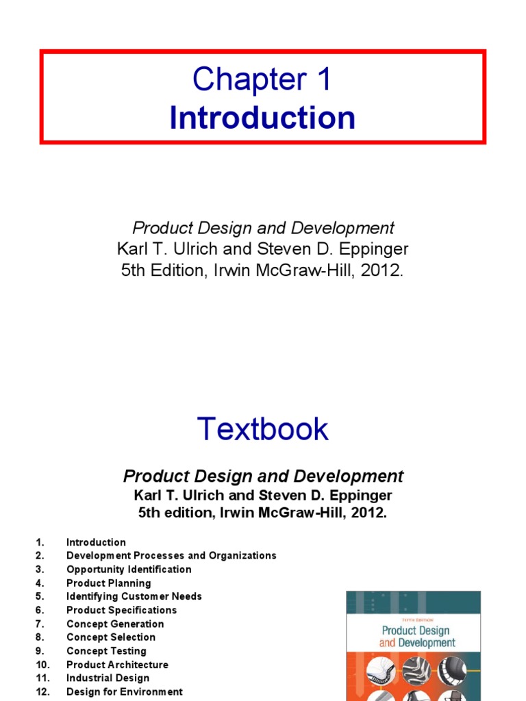 Product Design and Development: Karl T. Ulrich and Steven D. Eppinger ...
